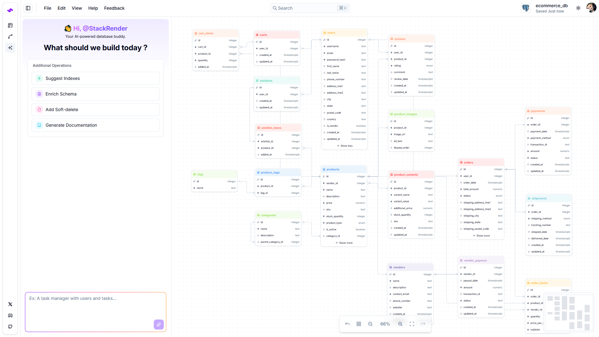 StackRender - Database Schema Diagram Generator